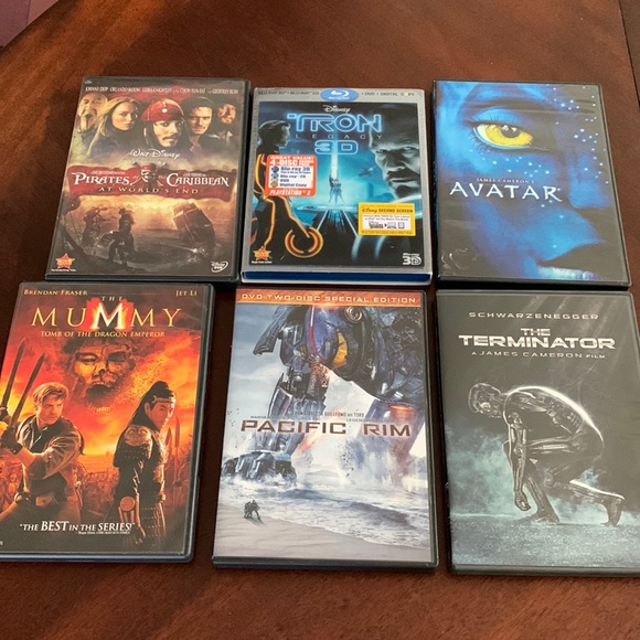 Media | 6 Dvds Tron Legacy 3d Mummy Disney Pirates Pacific Rim Avatar ...